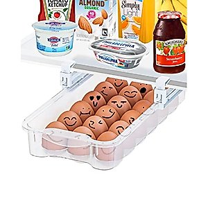 Skywin Refrigerator Egg Drawer - Snap-on Egg Holder for Refrigerator Organizes and Protects Eggs - Adjustable and Space Saving Egg Storage Container For Refrigerator