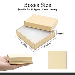 opaprain Cardboard Jewelry Brown Gift Boxes 20 Pack3.5×3.5×1 inches, its apply to displaying necklaces, rings, bracelets, earrings