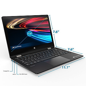Gateway11.6 FHD 2-in-1 Touchscreen Laptop Computer, Intel Celeron N3350 Up to 2.4GHz, 4GBDDR4 RAM, 64GBeMMC, Webcam, Remote Work, Windows10S,Black (Renewed)