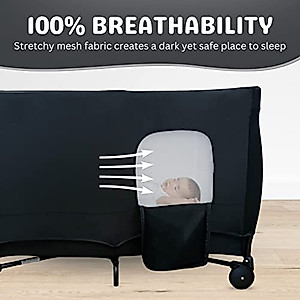 LLYWCM Crib Blackout Cover - Pack and Play Travel Crib Canopy | Stretch Breathable Pack N Play Shade Baby Crib Cover | Netting Blackout Sleep Tent for Babies | Outdoor, Portable Sleep, Play, Playyard