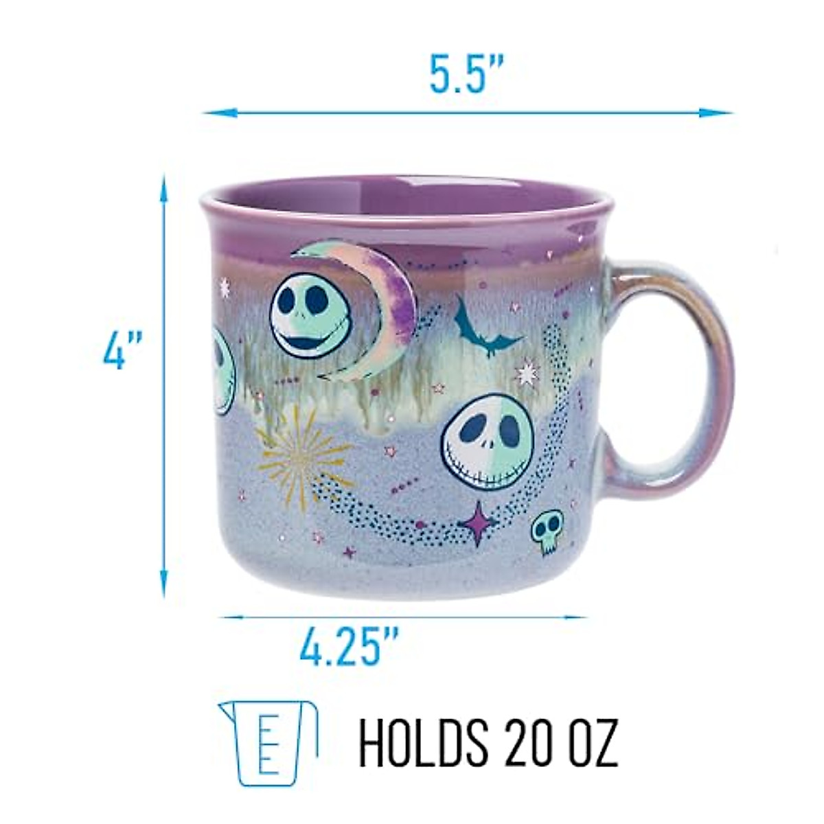 Silver Buffalo Disney Nightmare Before Christmas Mystic Opulence Reactive Glaze Ceramic Camper Mug, 20 Ounces
