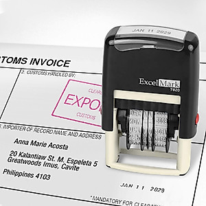 ExcelMark 7820 Self-Inking Rubber Date Stamp – Great for Shipping, Receiving, Expiration and Due Dates (Black Ink)