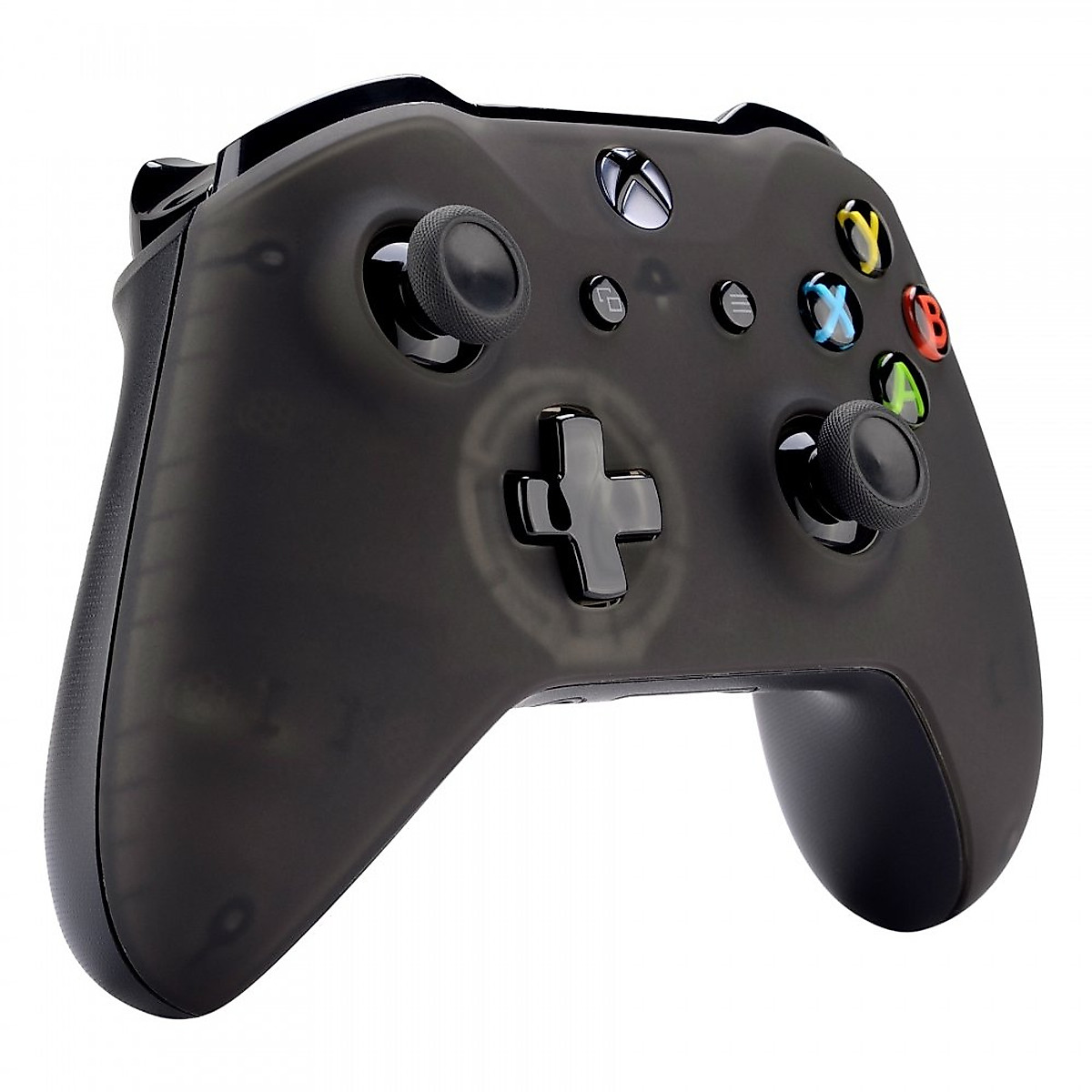 eXtremeRate Foggy Clear Black Faceplate Cover for Xbox One Wireless Controller (Model 1708), Custom Replacement Front Housing Shell for Xbox One S & Xbox One X Controller - Controller NOT Included