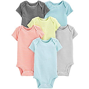 Simple Joys by Carter's Baby 6-Pack Short-Sleeve Bodysuit, Mini Stripe, 18 Months