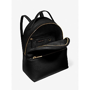 Michael Kors Valerie Medium Pebbled Leather Fashion Backpack (Black)
