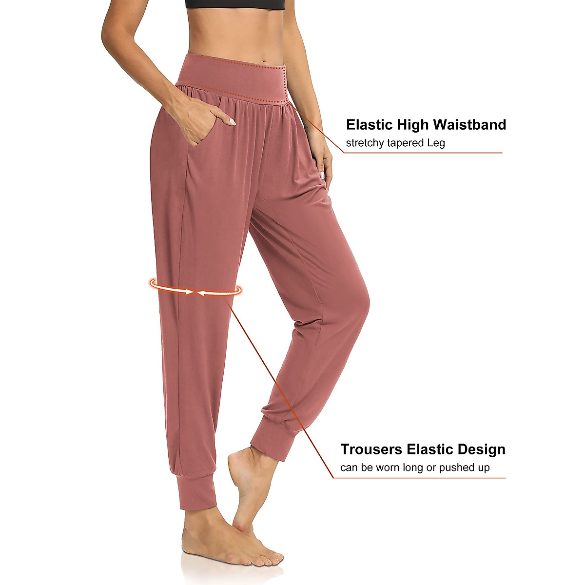 DIBAOLONG Womens Yoga Joggers Loose Workout Sweat Pants Comfy Lounge Pants with Pockets Cameo S