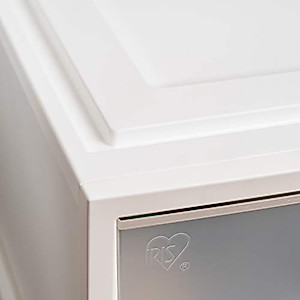 IRIS USA 42 Qt. Plastic Drawer Storage Organizer Stacking Drawers, 4-Pack, Stackable Unit with Sliding Drawer for Clothes Bedroom Kitchen Under Sink Pantry Craft Room Bathroom Dorm Office, White