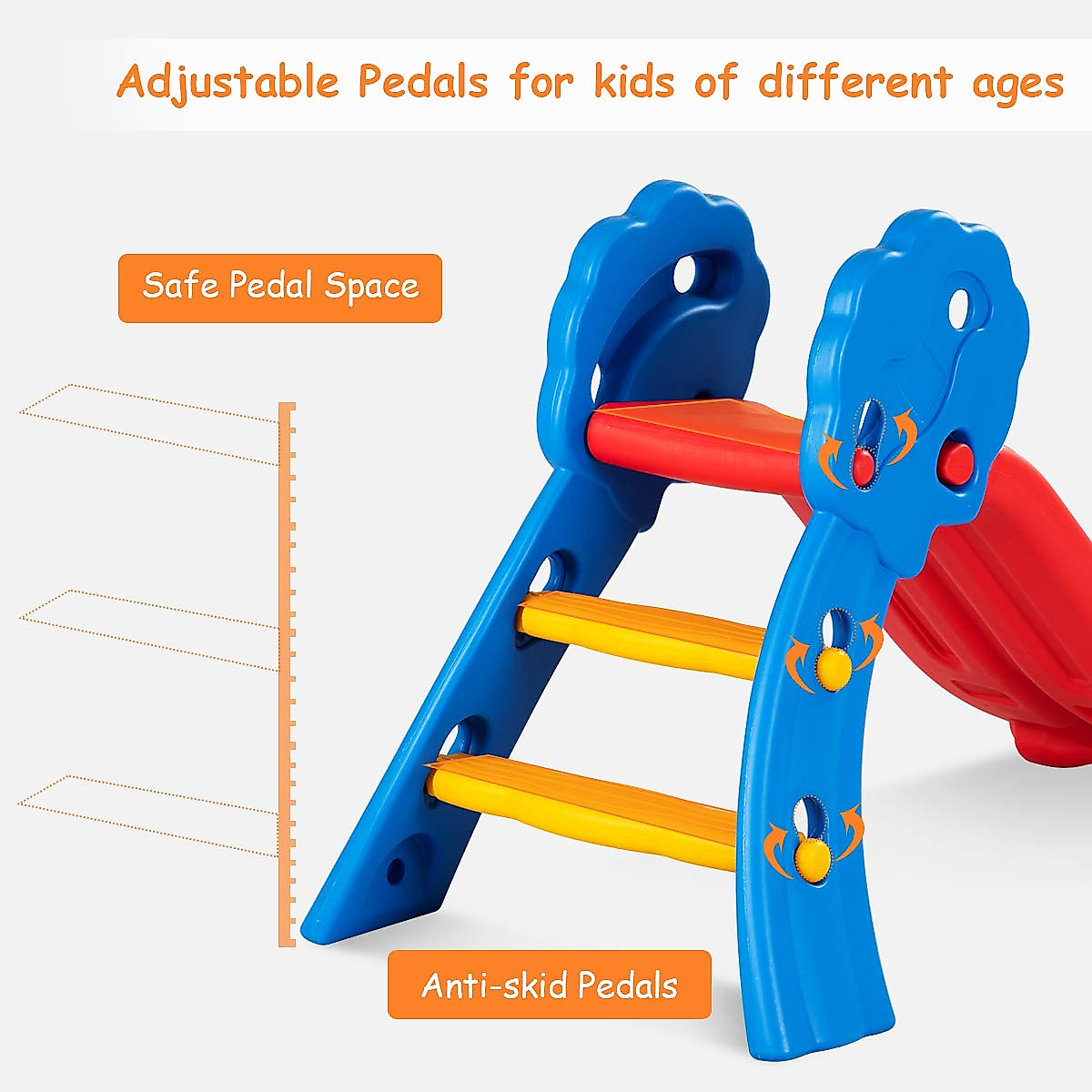 KOTEK Folding Toddler Slide for Indoor and Outdoor, Freestanding Baby Play Climber Slide Set, 2 Steps Climber, Easy Storage, Playground Toy for Children Kids