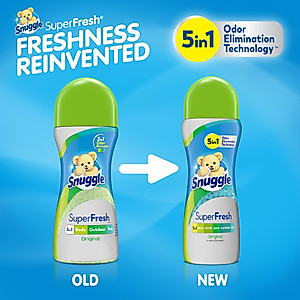 Snuggle Scent Shakes In-Wash Scent Booster Laundry Beads, SuperFresh Original, 3in1 Odor Elimination, 9 Ounces, Pack of 4