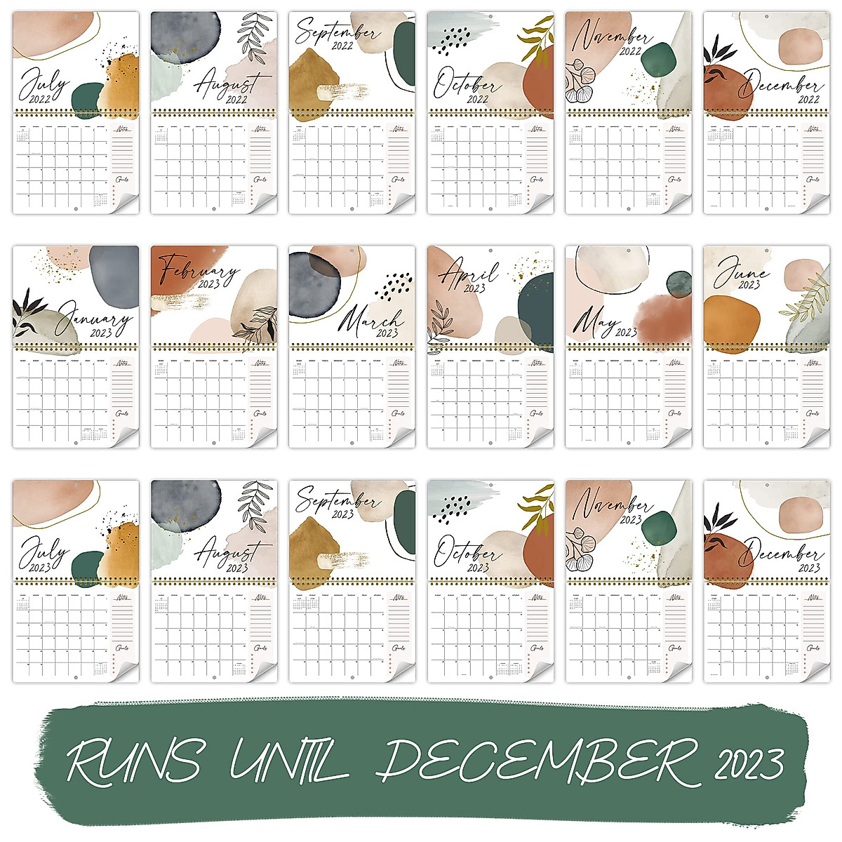 Aesthetic Wall Calendar in Abstract Art Design - Runs Until December 2023 - The Perfect Monthly Calendar for Easy Planning - Incl. 2022