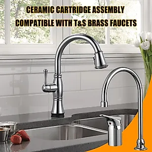 013787-45 Ceramic Cartridge Assembly Replacement, Compatible with T&S Brass Faucets, Hot Water Faucet Parts, Pressure Range 20PSI-125PSI, Temperature 40°F-140°F