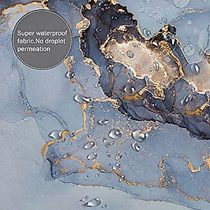 Domoku Blue Gold Marble Shower Curtain,Sky Blue Golden Cracked Lines Abstract Modern Shower Curtain for Bathroom Decor,Waterproof Texture Washable Fabric Shower Curtain,72 X 72