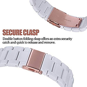 V-MORO Resin Band Compatible with Apple Watch Bands Series 8/7 41mm 40mm 38mm iWatch 6/5/4/3/2/1/SE with Stainless Steel Buckle Replacement Wristband Strap Women Men(White-tone, 38mm/40mm/41mm)