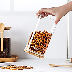 Unbreakable Glass Jars,1400ml/47oz Glass Kitchen Canisters Set of 2 with Airtight Bamboo Lid and Spoon,Glass Food Storage Containers for Coffee Beans, Flour, Sugar, Cookie,Pasta,Tea Leaf and More