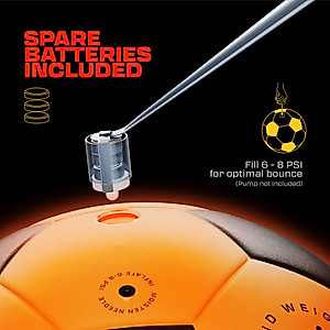 FlashCatch Light Up Soccer Ball - Glow in The Dark - NO 5 - Sports Gear Easter Gifts for Boys & Girls 8-15+ Year Old - Kids, Teens Gift Ideas - Cool Boy Toys Ages 8 to 15 Glowing Night Activity