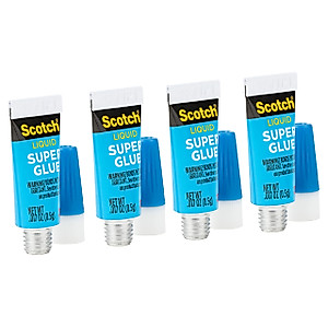 Scotch Super Glue Liquid, 4-Pack of Single-Use Tubes, .017 oz each, Fast Drying Liquid Formula (AD114)(packaging may vary)