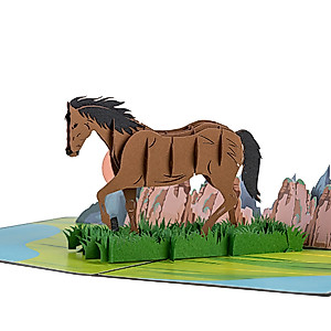 Rykamia Horse Pop Up Card, Blank Horse Card, Horse Birthday Card, Horse Thank You Card, Horse 3D Card, Horse Gift, Horse Get Well Card, Equestrian Gift, Card for Mom, Dad, Friends, Son, All Occasion
