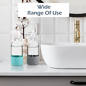 CHENGU 6 Packs Empty Glass Spray Bottles with Silicone, 17 oz Refillable Container Clear Spray Bottles for Cleaning Solutions, Essential Oils, Misting Plants (White, Light Gray, Dark Gray, Green)