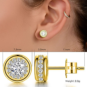 MISSLAN 18K Gold Earrings, Stud Earrings for Women,Jewelry for Women, Cubic Diamond Earrings for Women, Mothers day gifts from daughter The Best Gifts for Mom Women Wife Mother Daughter Friend Her on Birthday Anniversary Valentine’s and Mother’s Day, Hypo