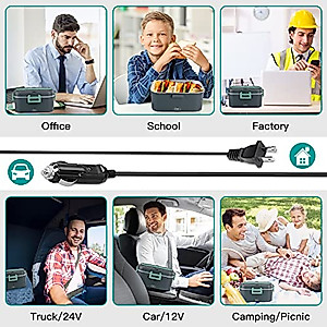 75W Electric Heated Lunch Box 1.8L Food Heater/Warmer Portable Heated Lunch Boxes (lonchera electrica para el almuerzo) for Car truck and Home - Leak Proof, Removable 304 Stainless Steel Container