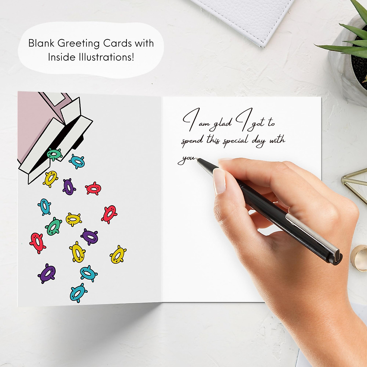 ALY LOU Cute Anniversary Card, Birthday Card for Her Him/Girlfriend Wife/Husband Boyfriend, Friendship Thank You Kawaii Greeting Card (10 CARDS - Boxed Set of 10 Cards - Cute/Funny)