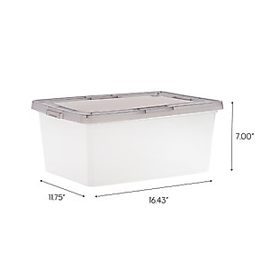 IRIS USA 8 Pack 17 Qt Clear Plastic Storage Box with Snap Lid, Gray