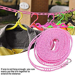 Bnineteenteam 2pcs Clothesline,Clothes Drying Rope Windproof Travel Clothesline for Indoor Outdoor Laundry Clothesline for Camping Travel & Home Use (2pcs-Pink)