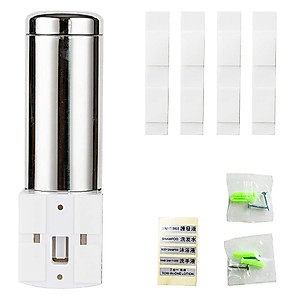 Adhesive Soap Dispenser 300ML Drill Free with Adhesive or Wall Mount with Screws,Manual Dispenser Shampoo Shower for Kitchen Bathrooms,Stainless Steel