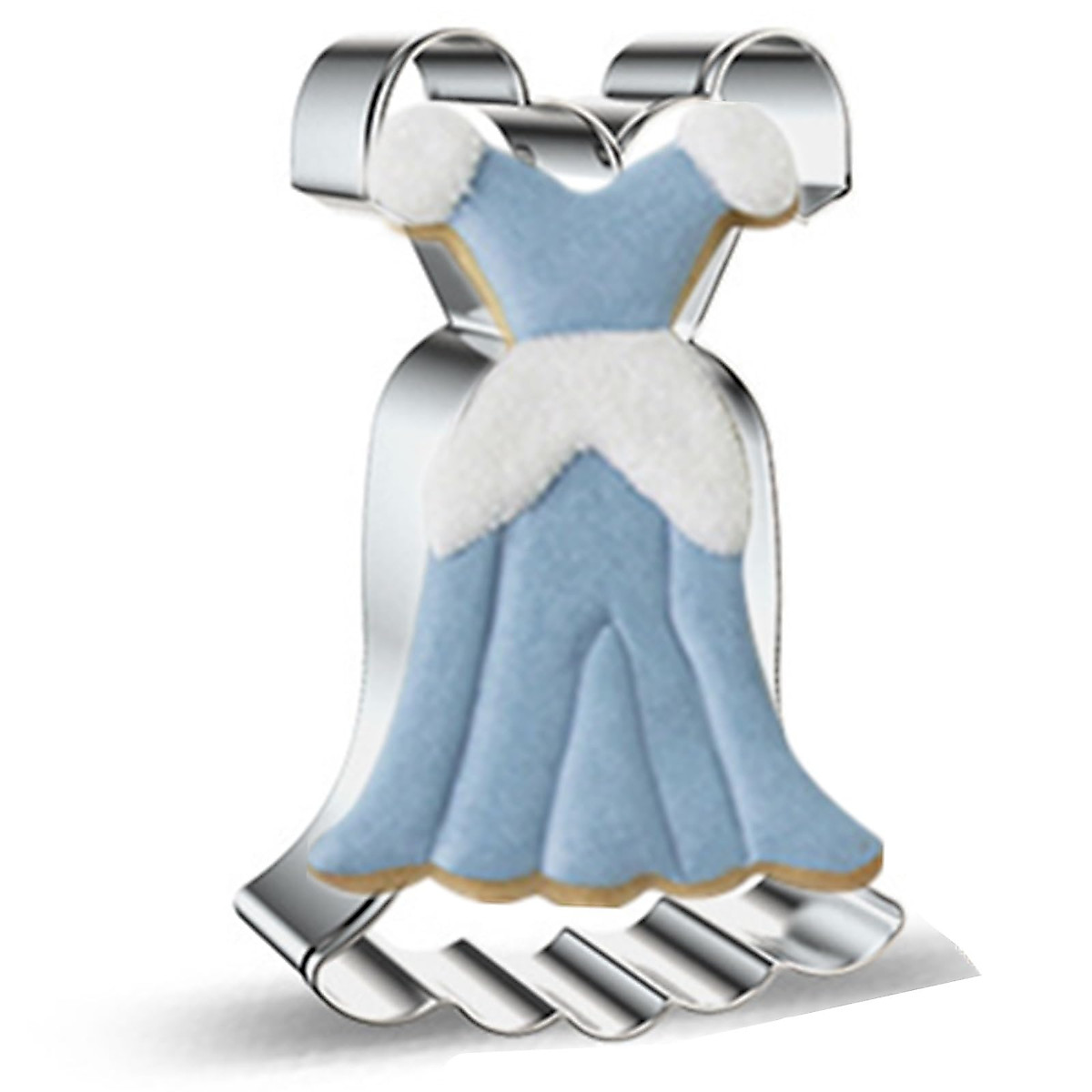Large Size Dress Shaped Cookie Cutter, Stainless Steel Short Sleeved Wedding Dress Princess Dress Cookie Cutter, 4.9 Inches