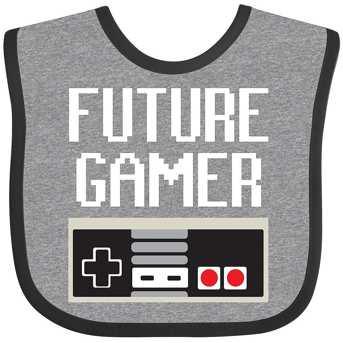 inktastic Future Gamer. Baby Bib Heather and Black 16674