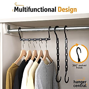 Hanger Central 10 Pcs Space Saving Hangers for Clothes - Multi-Hangers, Space Saver Hangers for Closet Organizing, Hangs 10 Clothes Horizontally and 5 Clothes Vertically