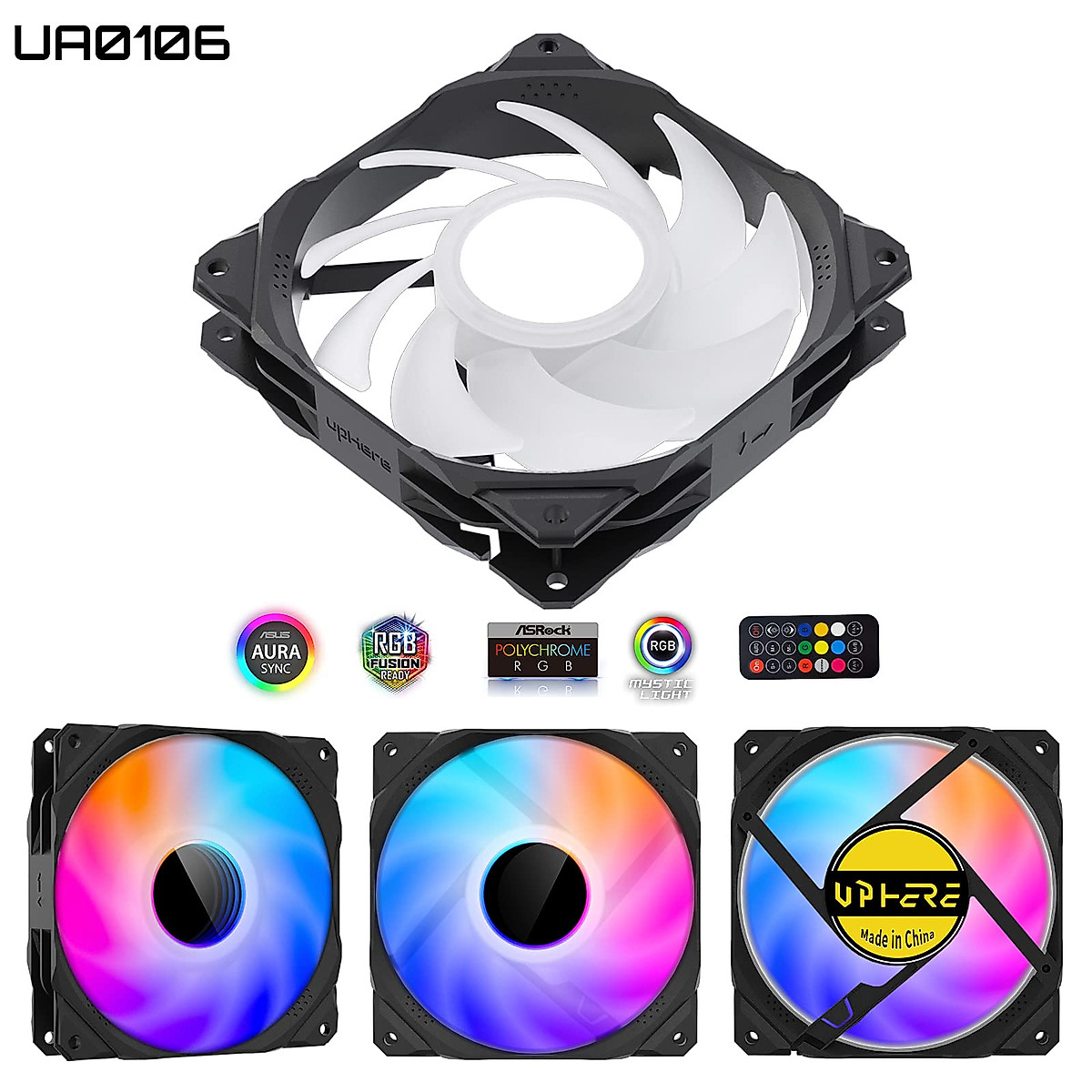 novonest RGB Case Fan,120mm Intelligent Control Silent Mirror Chassis Fan,Comes with Fan Hub,Remote Control,Adjustable Light Brightness and Light Effect Mode, UA0106(5-Pack)