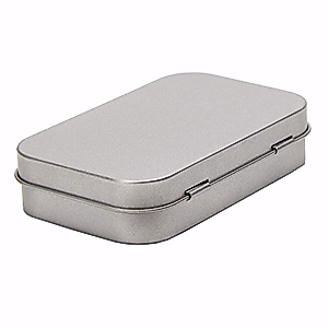 AKOAK 2 Pieces 4.5 x 3.3 x 0.86 Inch Rectangular Empty Hinged Tin Box Containers for Home Storage or Outdoor Active Storage Containers