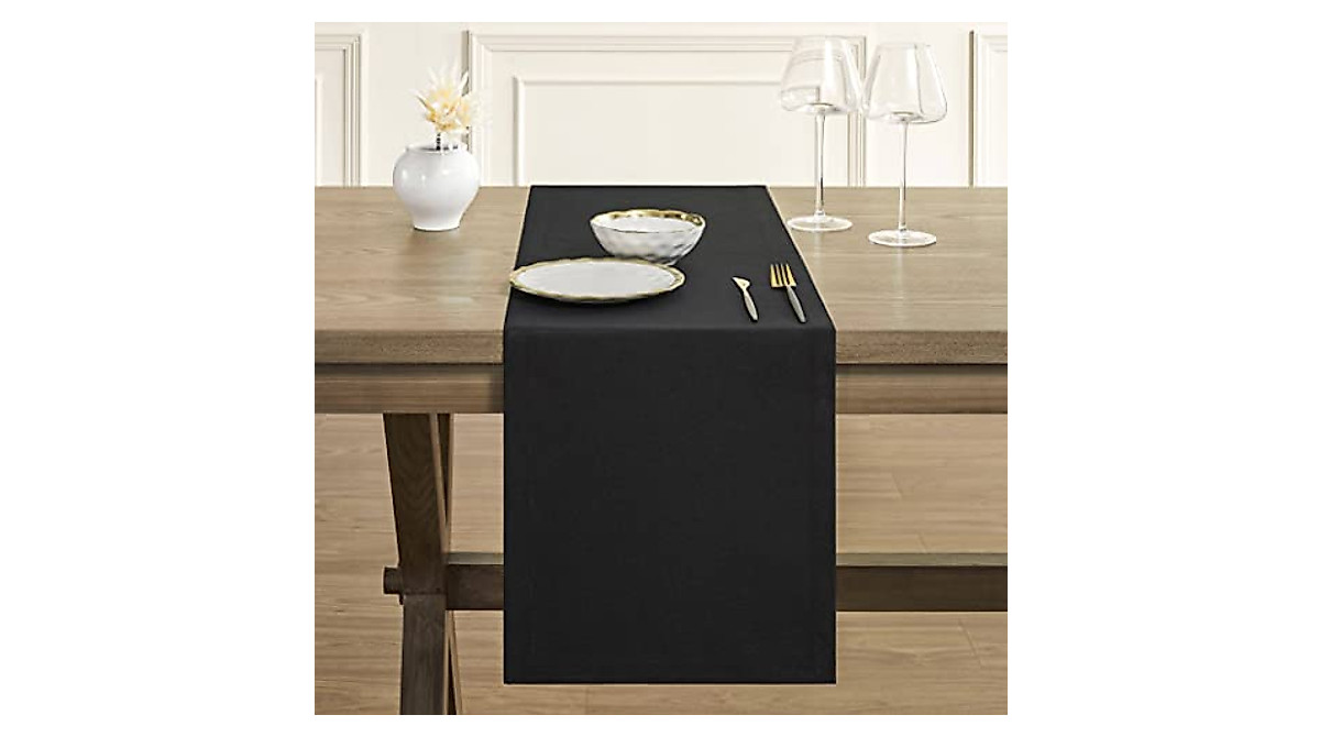 Elegant Black Table Runner - 14 x 72 Inch Rustic Style