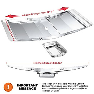 Grease Tray for Gas Grill, Universal Drip Pan for 4/5 Burner Gas Grill Models from Nexgrill, Dyna Glo, Expert Grill,Kenmore, BHG and More - Stainless Steel Grill Replacement Parts (22"-30")
