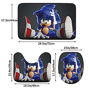 UIODXCN Son.ic The Hedge.hog 4 Piece Shower Curtain Sets, with Non-Slip Rugs, Toilet Lid Cover and Bath Mat, Durable and Waterproof, for Bathroom Decor Set, 72" X 72"