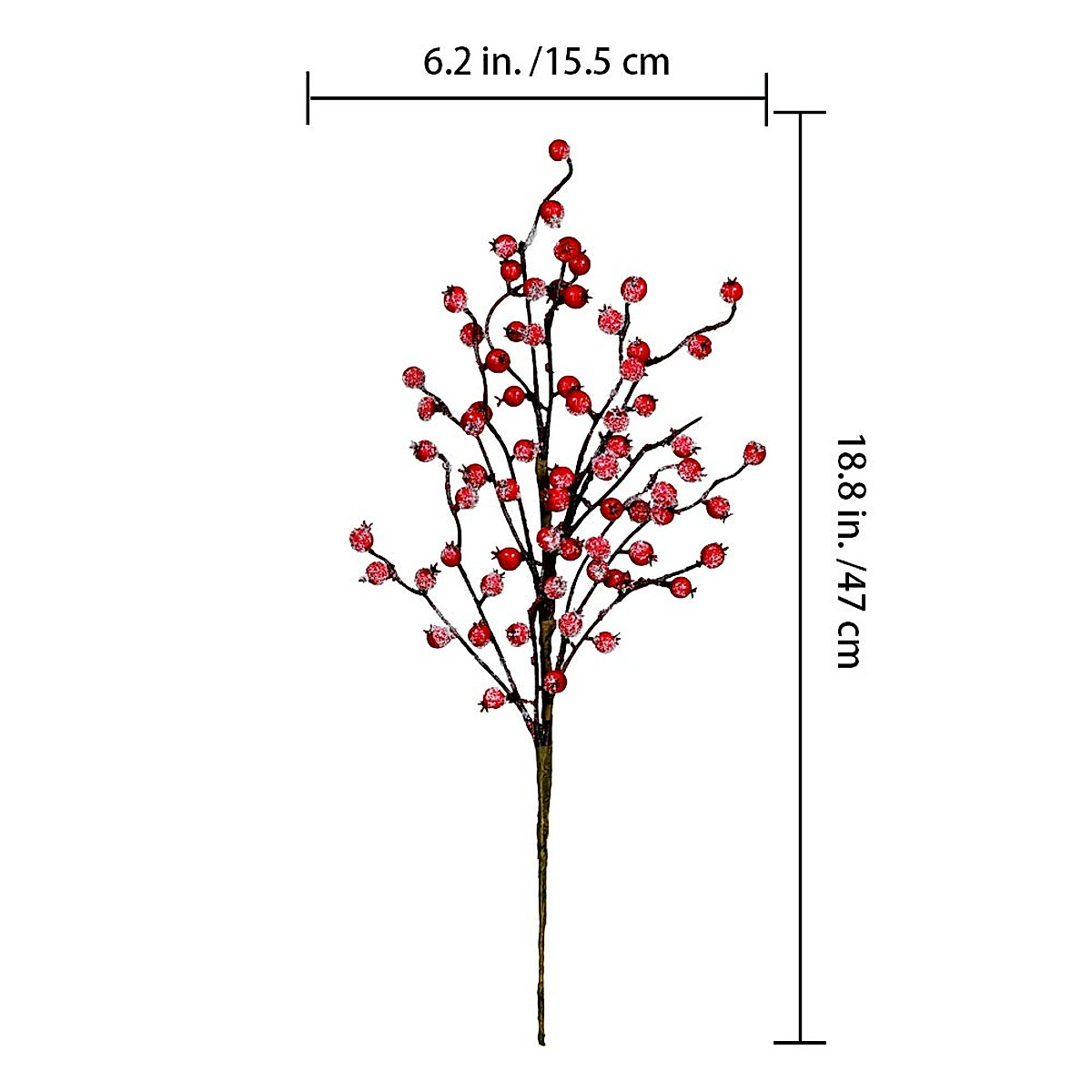 4 Pack ICY Red Berry Picks Artificial Christmas Berry Spray Iced Berry Stems Red Berry Twig Branches for Christmas Holiday Winter Floral Arrangement Centerpiece Seasonal Decoration 18.8" Tall