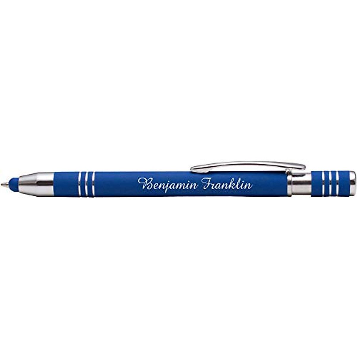 Express Pencils™ - Soft Touch Custom Pens with Stylus Personalized Metal Printed Name Pens - Black Ink - Imprinted Message of Choice - 12 pcs/pack (Assorted)