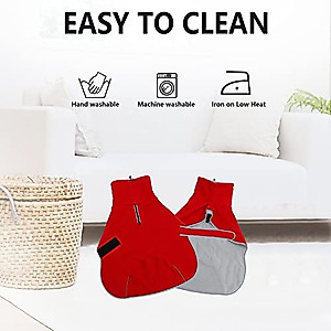 Dachshund Fleece Coats, Perfect for Dachshunds Sausage Weiner Puppy Winter Jacket with Reflective Trim and high Collar, Dog Snowsuit with Adjustable Bands - Red - M