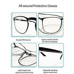 Feaglo Safety Glasses, Anti Fog Safety Goggles for Women Men, Blue Light Blocking with Clear Lens, 4Pack Stylish Eye Protection Glasses with side Shield