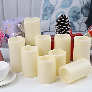 Comenzar Battery Operated Candle LED Flameless Candles Remote Control Candles Outdoor LED Candles with Timer,Outdoor Waterproof Candles(D: 3" x H: 4" 5" 6") Flameless Pillar Candles Set of 9