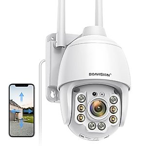 BOAVISION Security Cameras Wireless Outdoor,Home Security Surveillance Camera System,360° View WiFi Pan Tilt,Floodlight Color Night Vision,Motion Detection Tracking,2 Way Talk,SD Card Storage