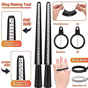 Audab Jewelry Wire Wrapping Jewelry Making Supplies Kit, Ring Sizer Measuring Tools Kit with Jewelry Tools, Ring Craft Wires, Jewelry and Jewelry Findings for Rings Making Jewelry Repair