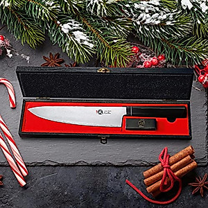 MITSUMOTO SAKARI 8 inch Gyuto Cooking Knife, Hand Forged Kitchen Meat Knife, Professional Japanese Chef Knife (G10 Handle & Gift Box)