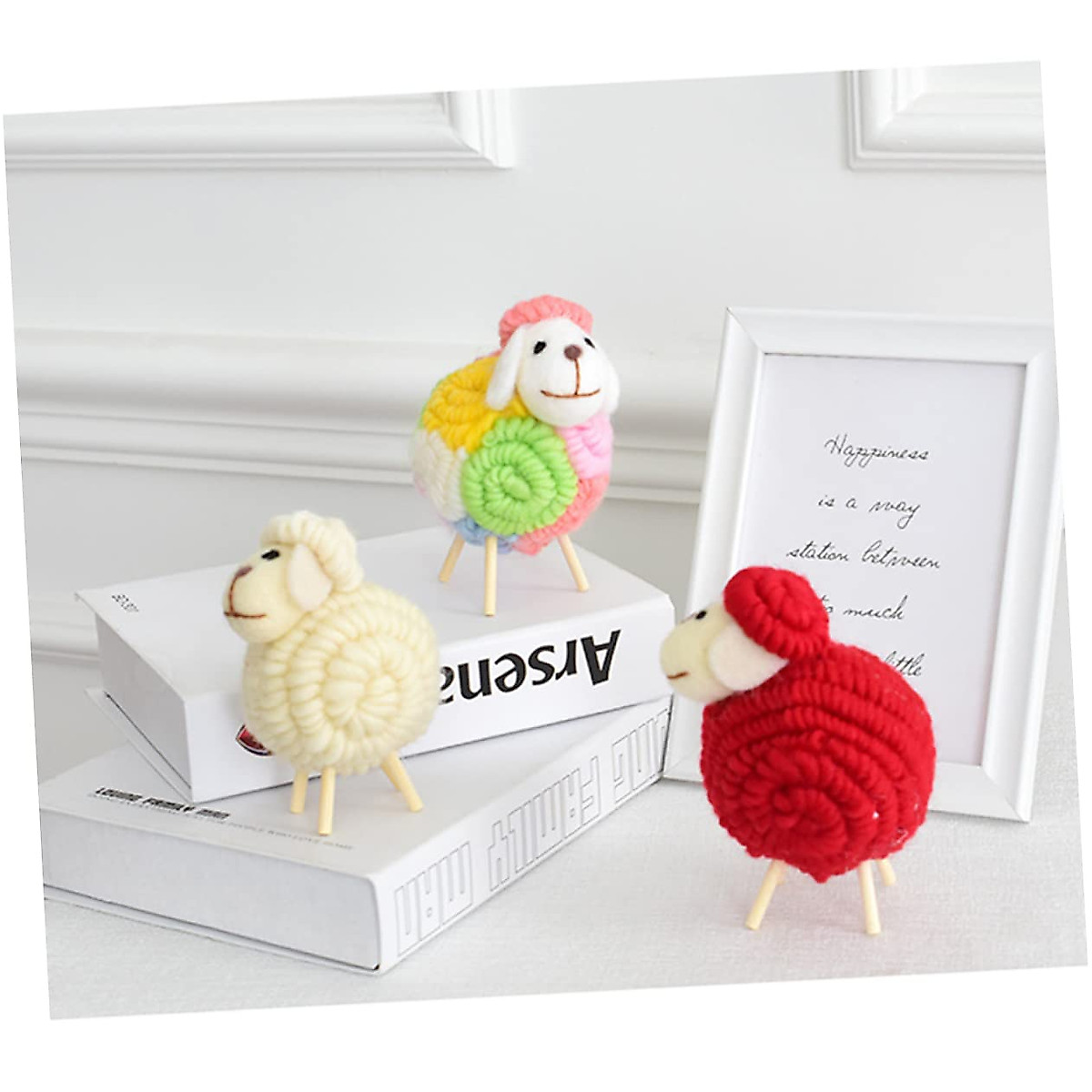 BRIGHTFUFU Mini Sheep Craft Lamb Christmas Ornament Decorative Adornment Handmade Wool Felt Small Decorations for Xmas Tree