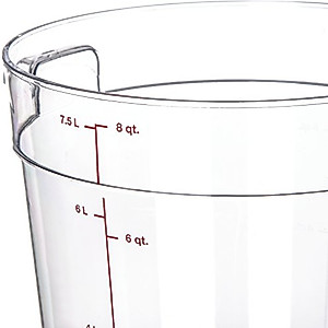 Carlisle FoodService Products 1076607 StorPlus Polycarbonate Round Food Storage Container, 8 Quart, Clear