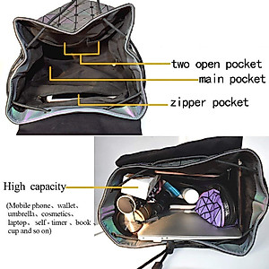 LorranTree Geometric Backpack Luminous Backpacks Holographic Reflective Bag Lumikay Bags Irredescent Rucksack Rainbow 01