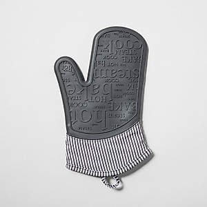 Sur La Table Silicone Striped Oven Mitt, Gray