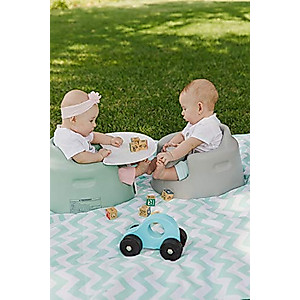 Bumbo Baby Infant Soft Foam Comfortable Floor Booster Seat Supportive Chair with 3 Point Adjustable Safety Buckle Strap Harness, Hemlock