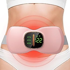 Portable Cordless Heating Pad, NUAKENE Fast Heating Pads for Cramps Belly with 3 Heat Levels and 3 Massage Modes Rechargeable Menstrual Heating Pad, Ideal Gifts for Women and Girl, Pink